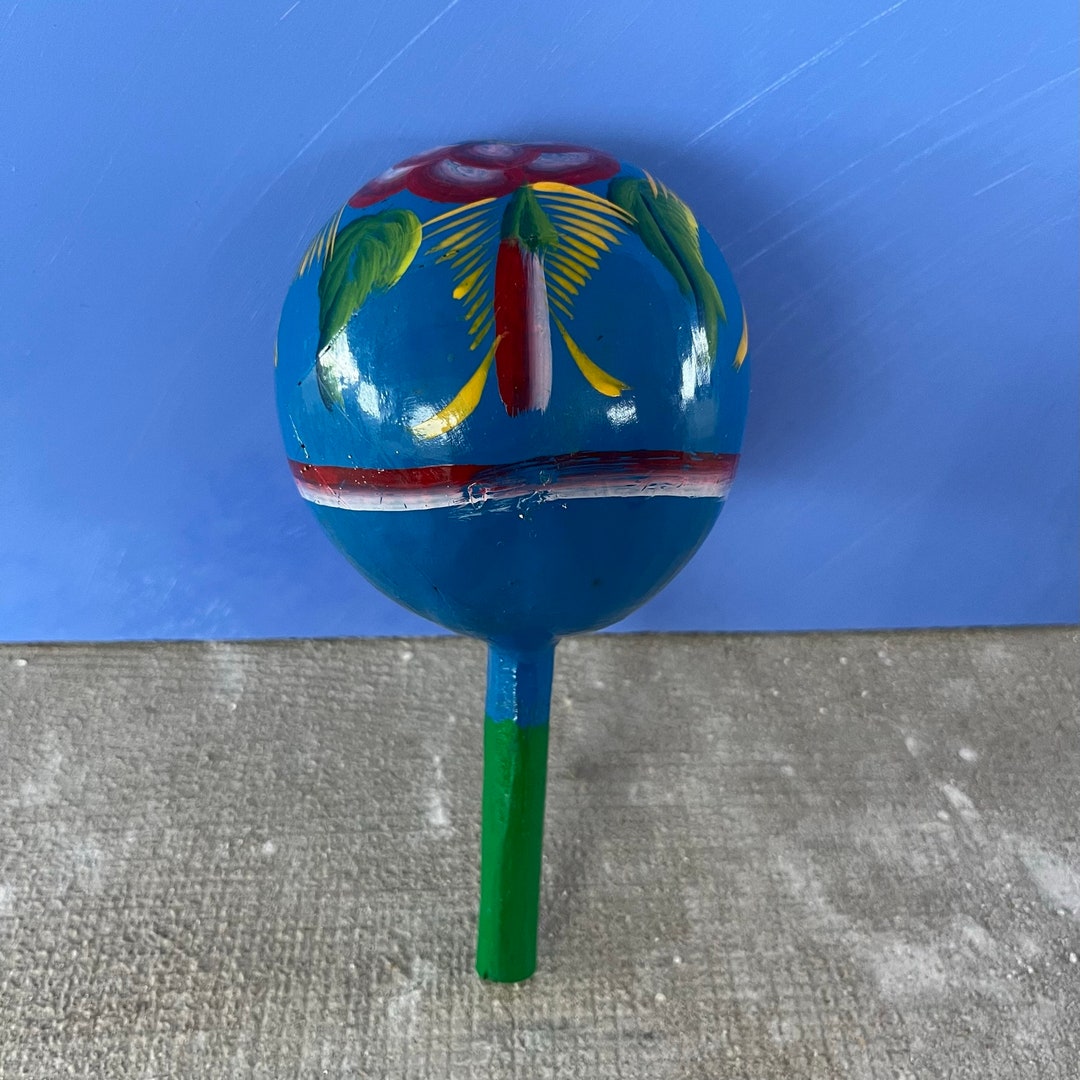 Mexican Hand Painted Maracas & Musical Instrument - Wood, Coconut and ...