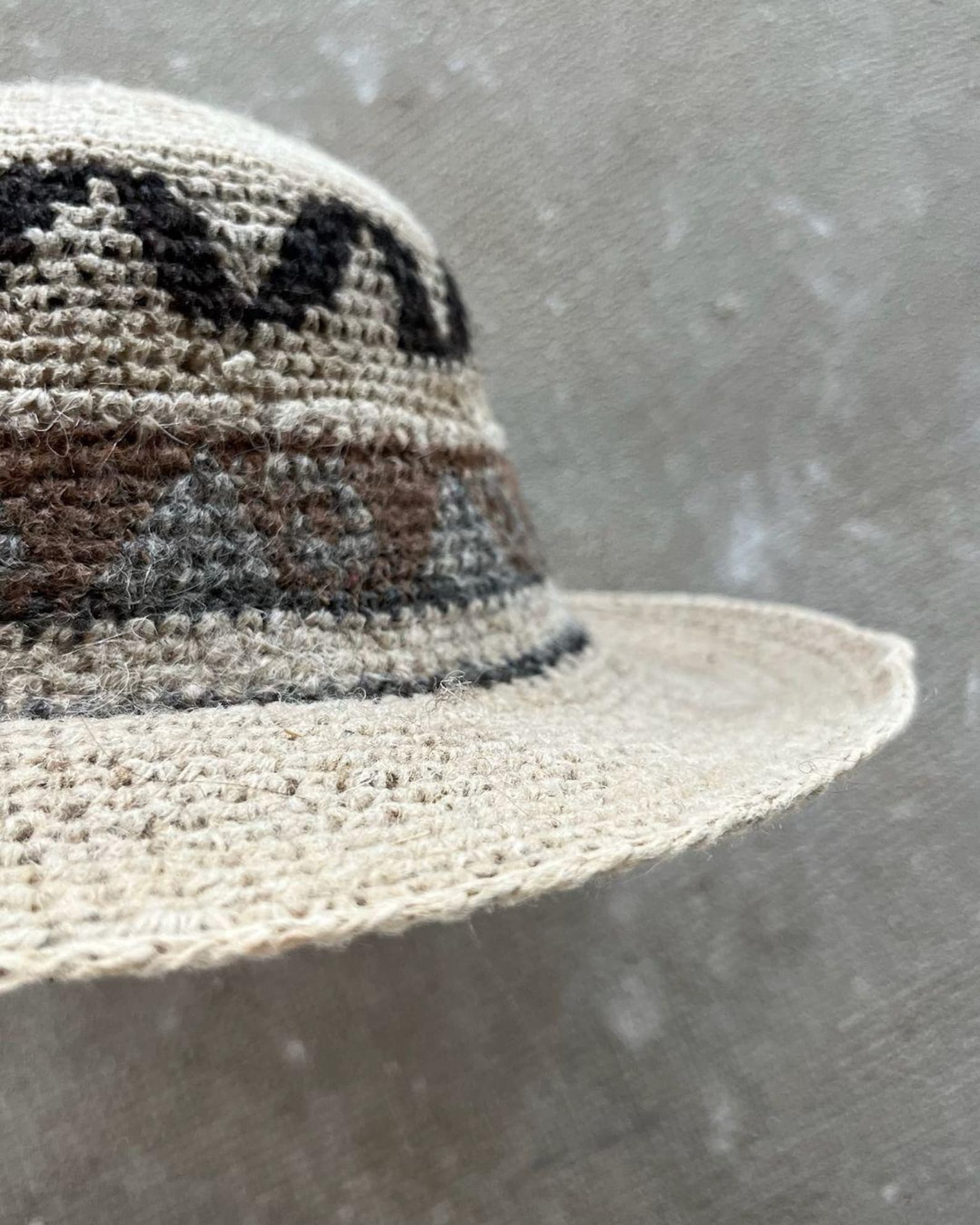 Wide Brim Alpaca Sheep Wool Sun Hat, Bolivian Woven Flat Brim Unisex ...