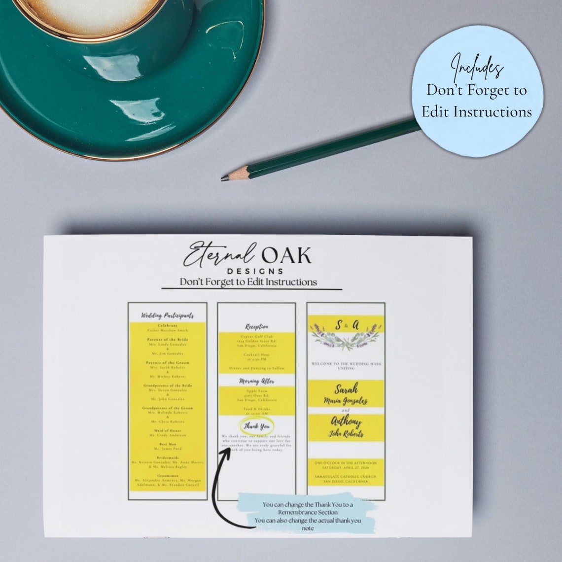 Eucalyptus Catholic Wedding Mass Program (full Mass), Trifold Catholic ...