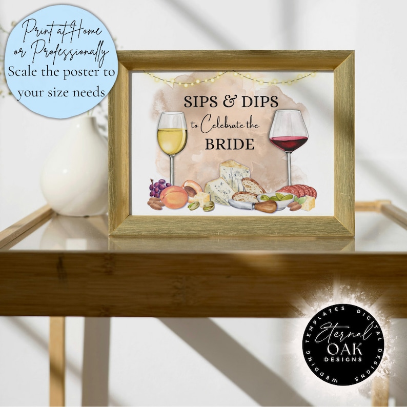Bachelorette Welcome Sign Template, Sips and Dips Sign, Editable in ...