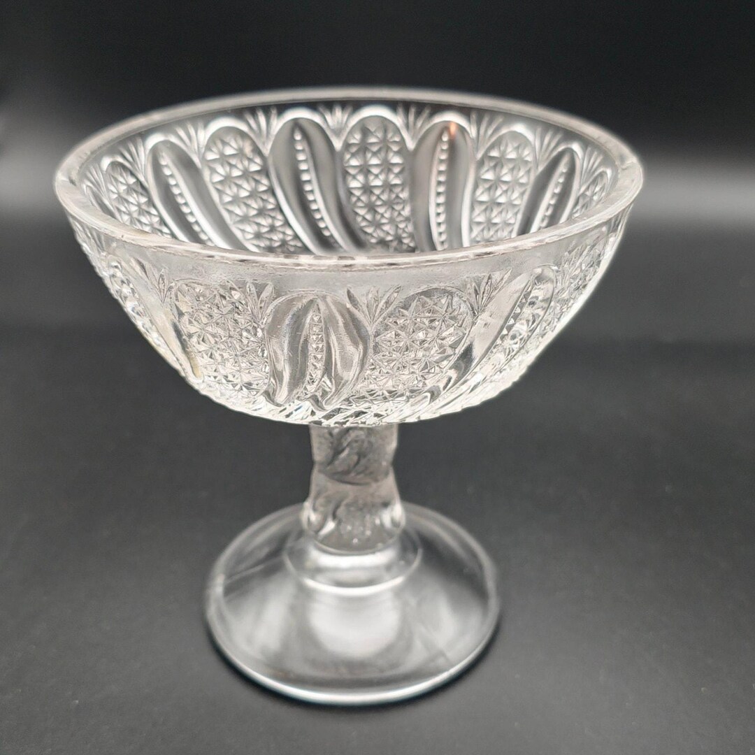 Feather Jelly Pressed Glass Compote Champagne Coupe Cocktails Desserts ...