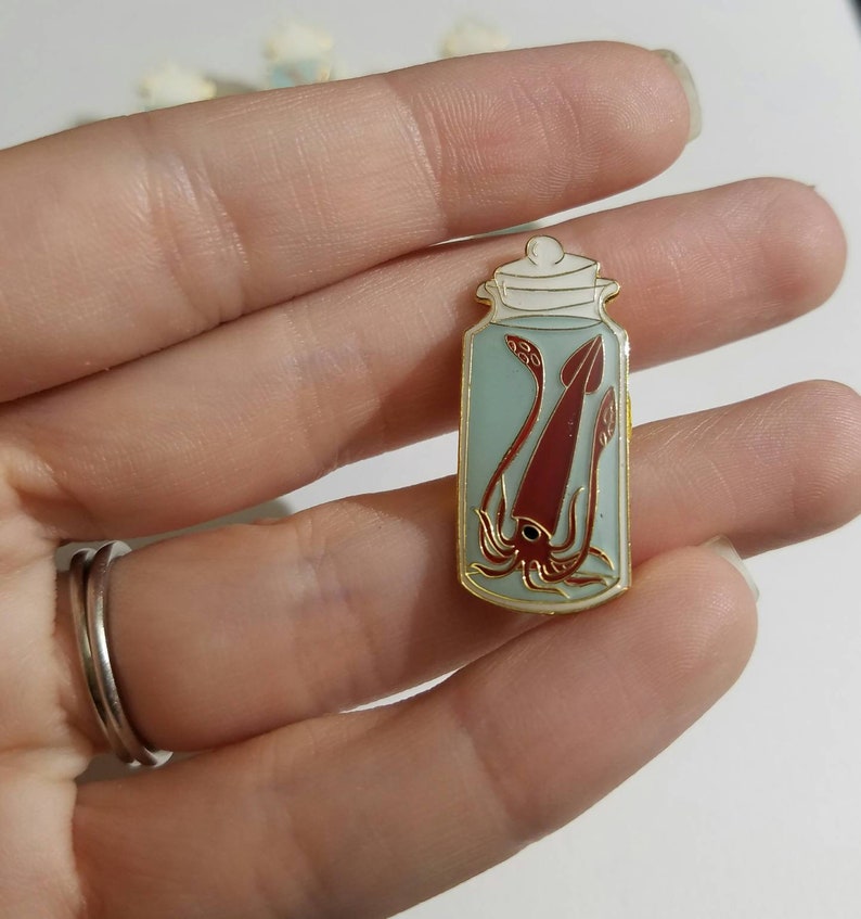 Squid in a Jar Enamel Pin - Etsy