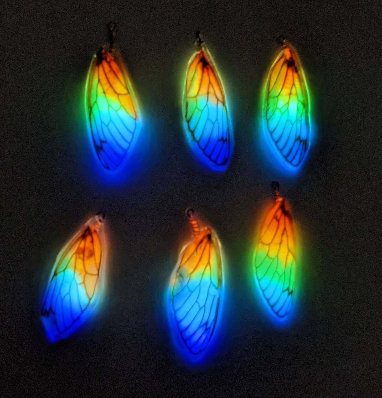 Rainbow Glow in the Dark Cicada Wing Pendant - Etsy