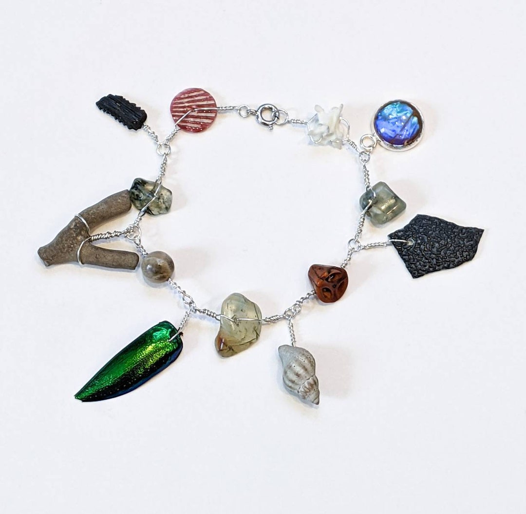 Silver Wire Curio Collection Charm Bracelet With Prehnite Beads - Etsy UK