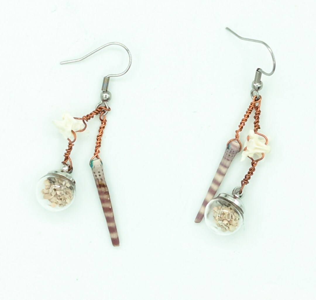 Curio Collection Earrings With Japanese Star Sand, Sea Urchin Spines ...