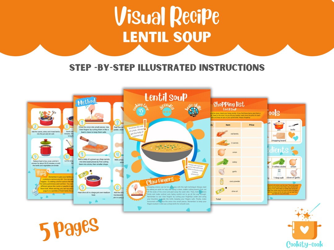 Lentil Soup Visual Recipe Step-by-step Illustrated Recipe for Kids ...