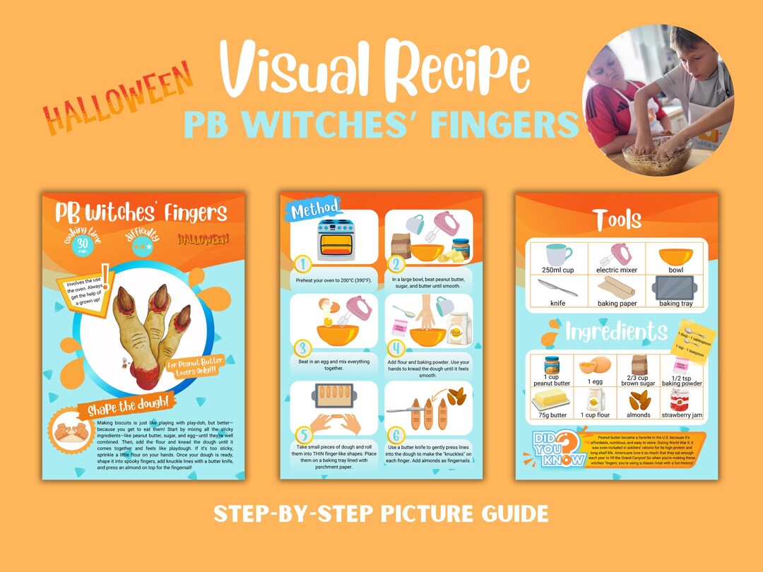 Halloween Picture Recipe Card for Kids Montessori Cooking Activity ...