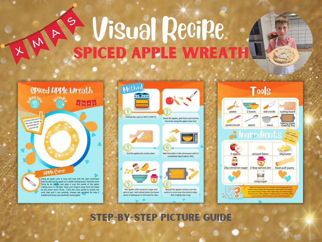 Visual Recipe Card for Kids Spiced Apple Pastry Montessori Baking ...