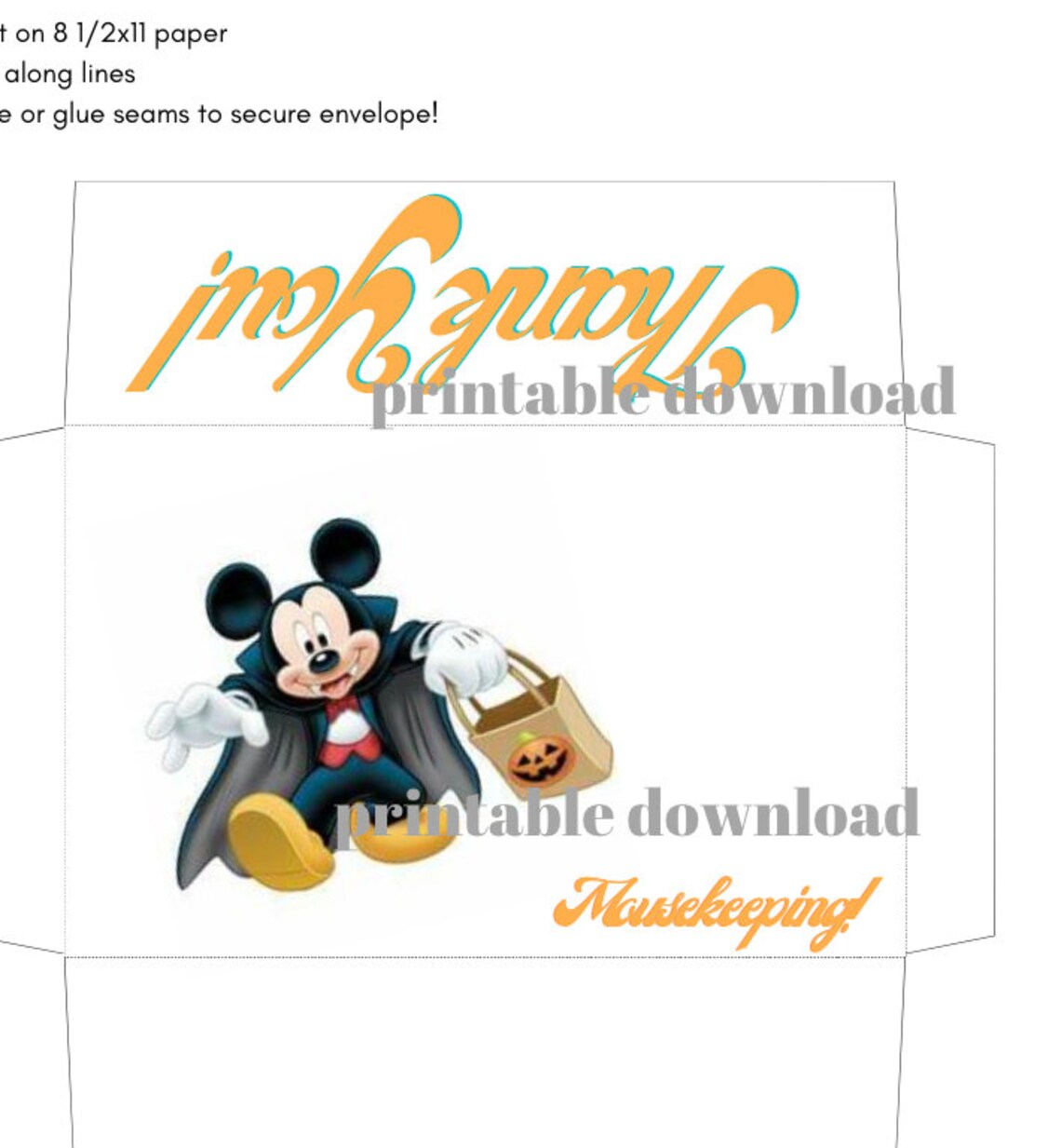 Mousekeeping Envelopes Hallowen WDW Pixie Dust Printable Envelopes ...
