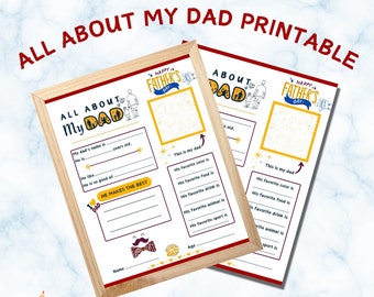 All About My Dad Printable, Printable Father's Day Questionnaire - Etsy