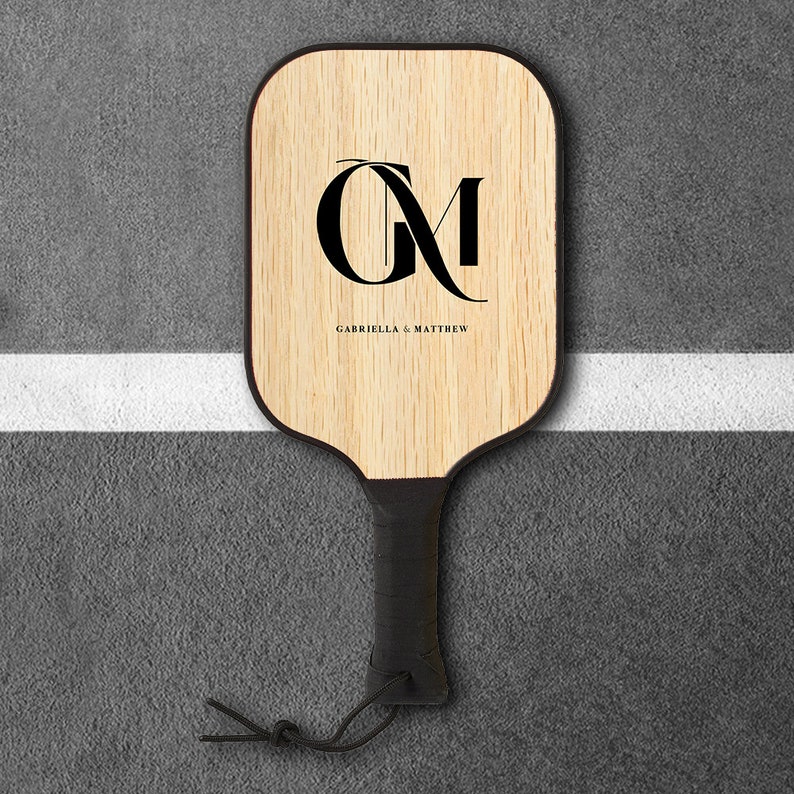 Personalized Modern Wedding Monogram Pickleball Paddle Set - Etsy