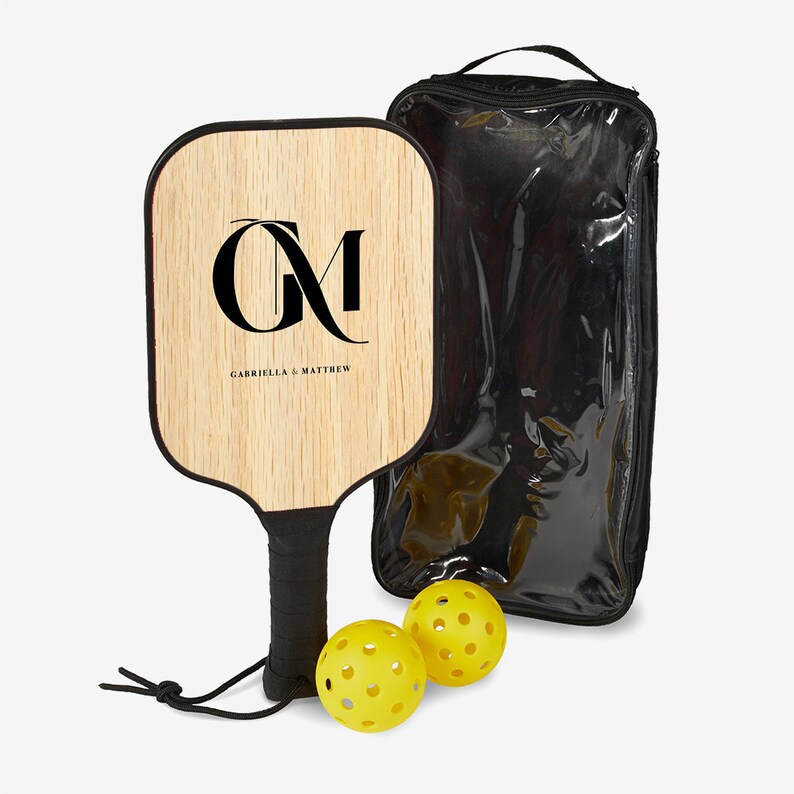 Personalized Modern Wedding Monogram Pickleball Paddle Set - Etsy
