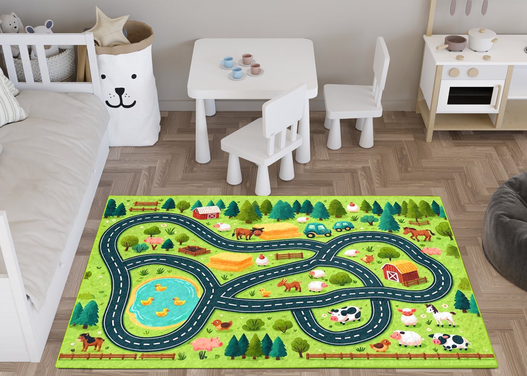 Interactive Montessori Farm Animal Play Mat Educational Kids Rug With ...