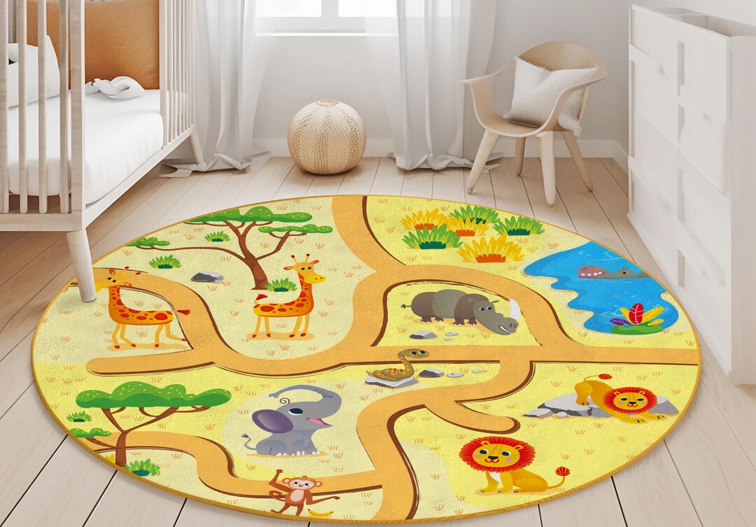 Adorable and Soft Safari Playmat My First Jungle Circuit Rug With a ...