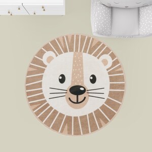 Cute and Popular Lion Head Round Rug Perfect for Kid's Rooms and Play ...