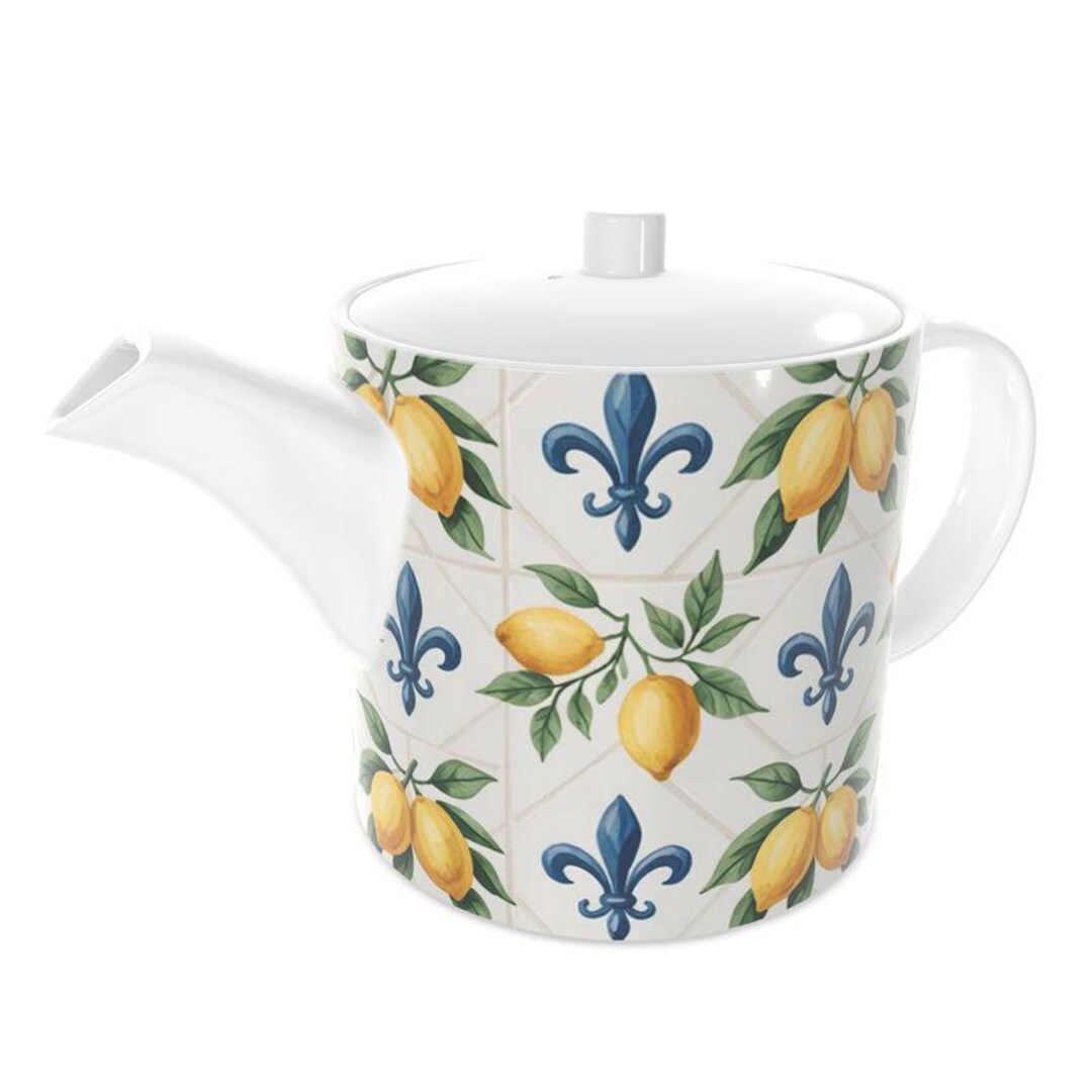 Elegant Fine Bone China Tea Pot With Mediterranean Lemon Design - Etsy