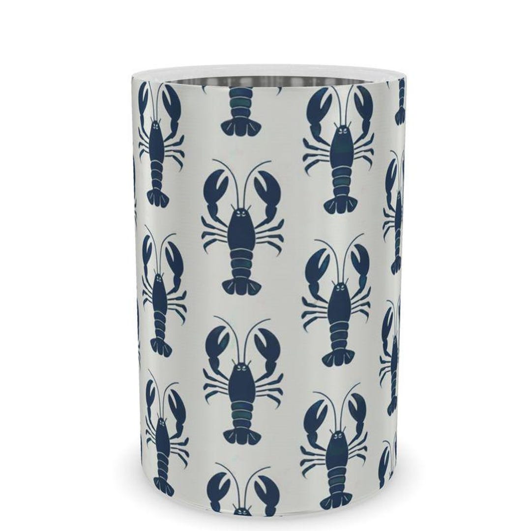 Beach House Wine Cooler With Lobster Motif - Rustic Coastal Barware - Etsy
