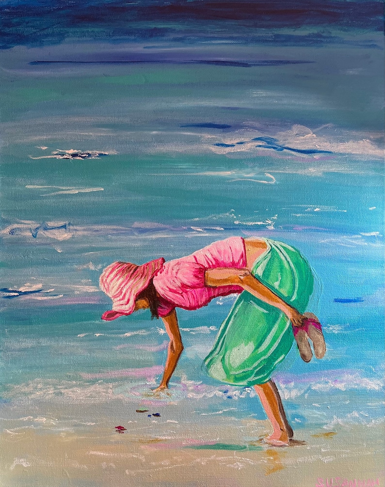 Seaglass Stoop on the Beach Original Acrylic Painting Daily Painting - Etsy