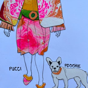 Pucci Poochie Illustration Ink Drawing Collage - Etsy