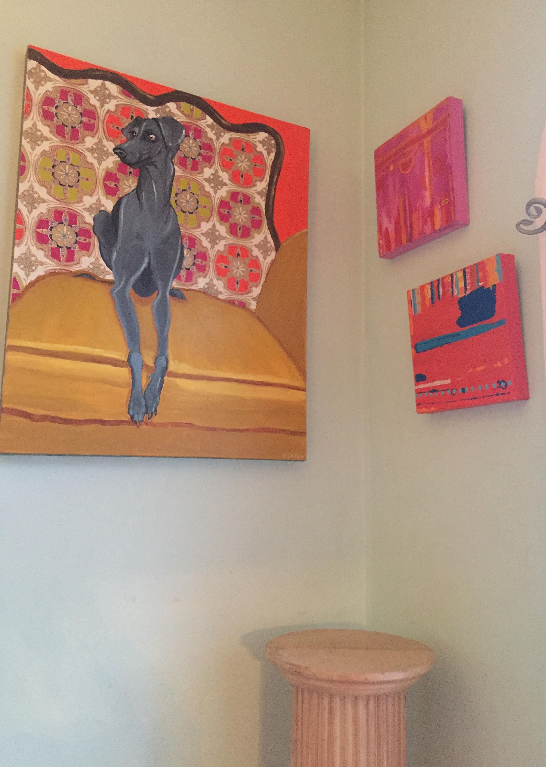 Sleek Greyhound Dog on Gold Chair Painting Paper Collage - Etsy