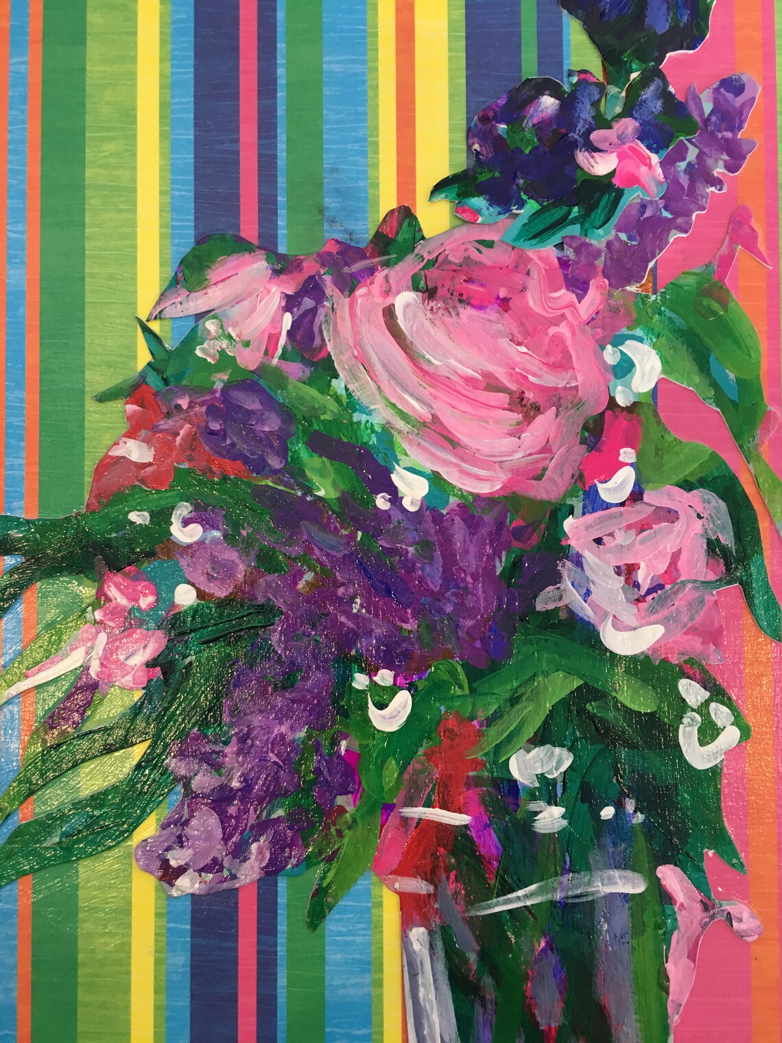 Inside/outside Original Acrylic Painting 100 Flowers in 100 - Etsy