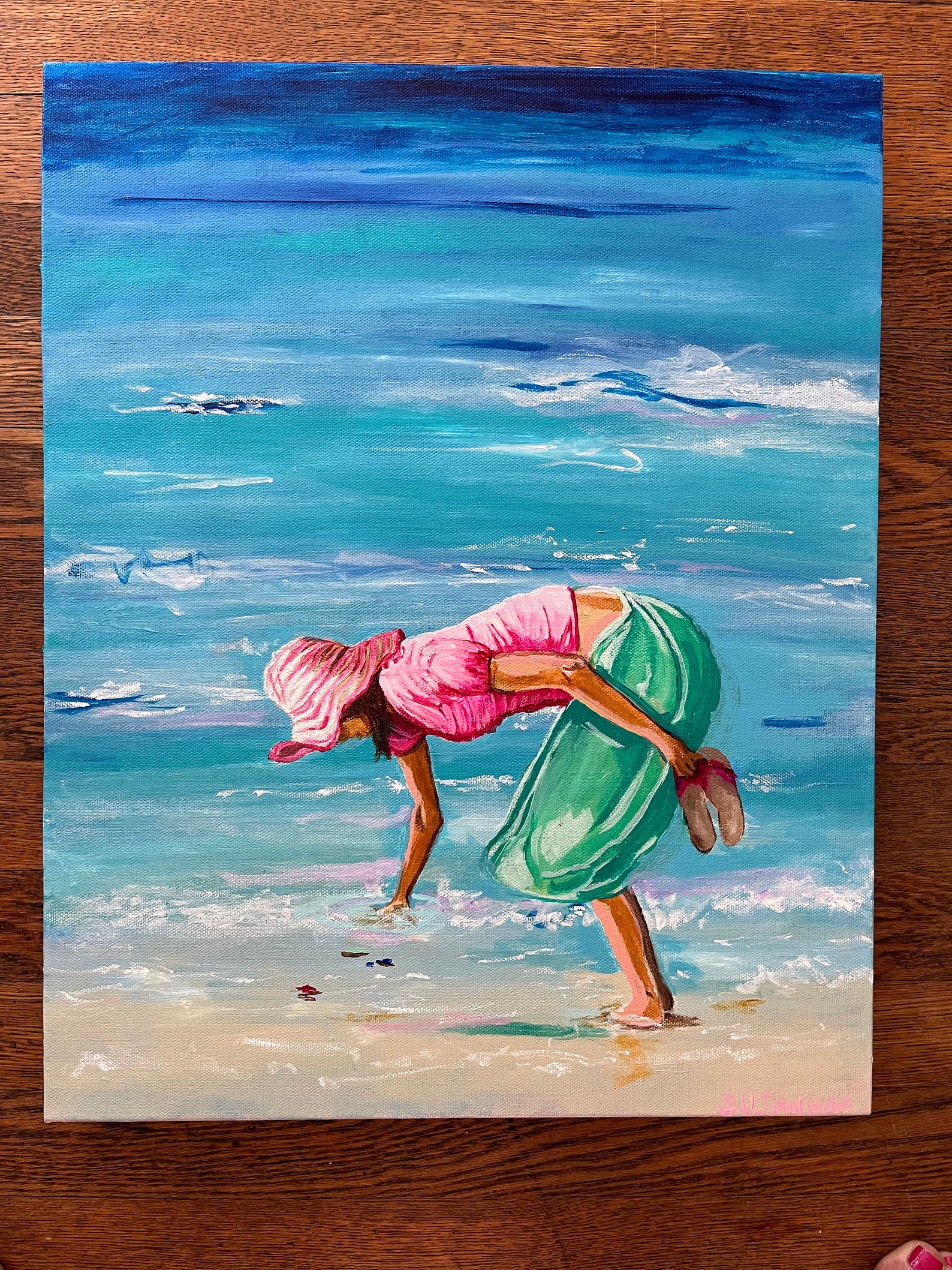 Seaglass Stoop on the Beach Original Acrylic Painting Daily Painting - Etsy
