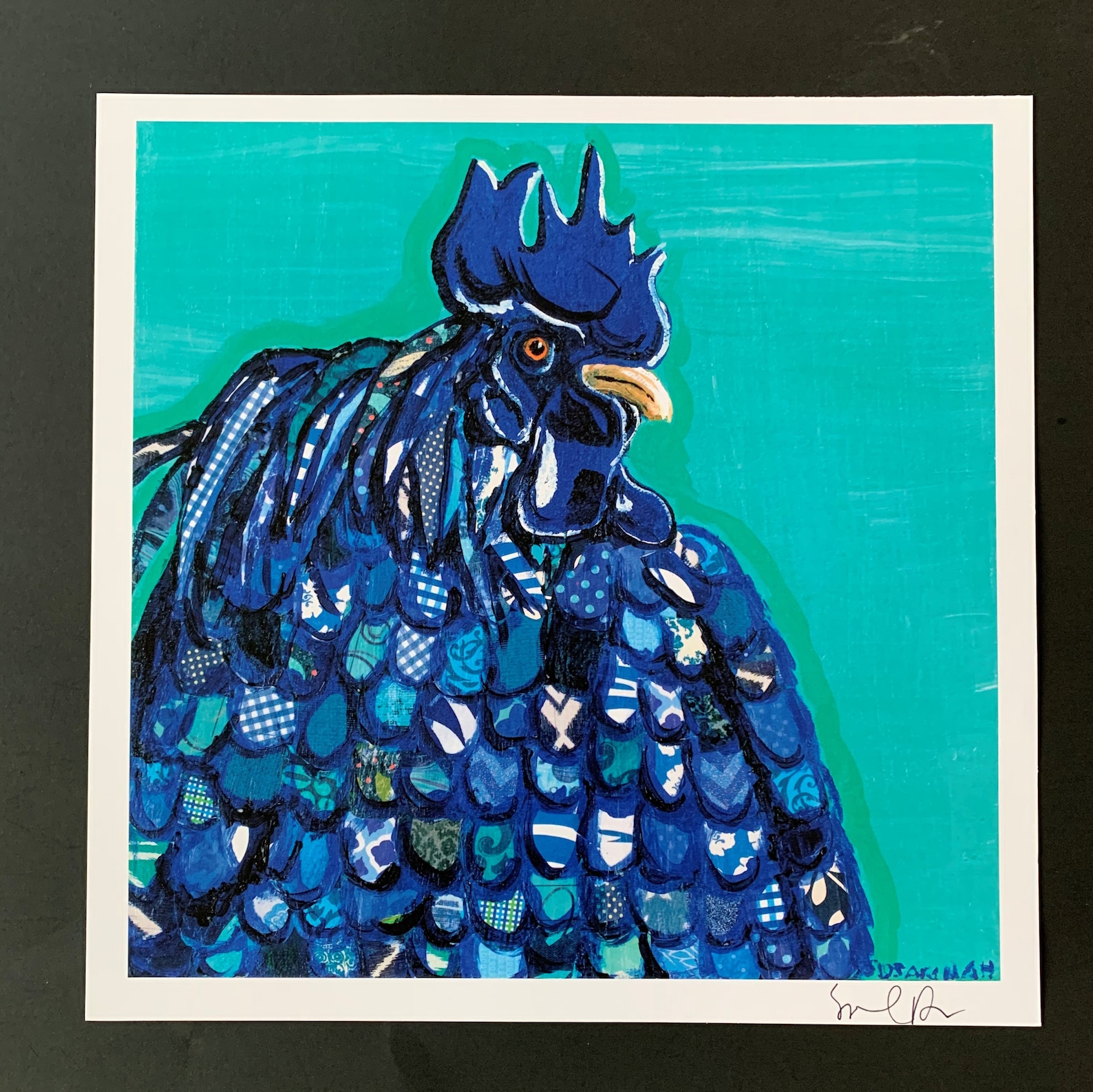 Blue Hen Digital Print From Original Collage Painting - Etsy