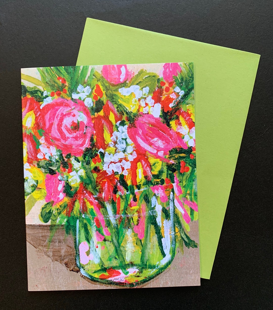From A Ribbon Single Note Card From Original Painting - Etsy