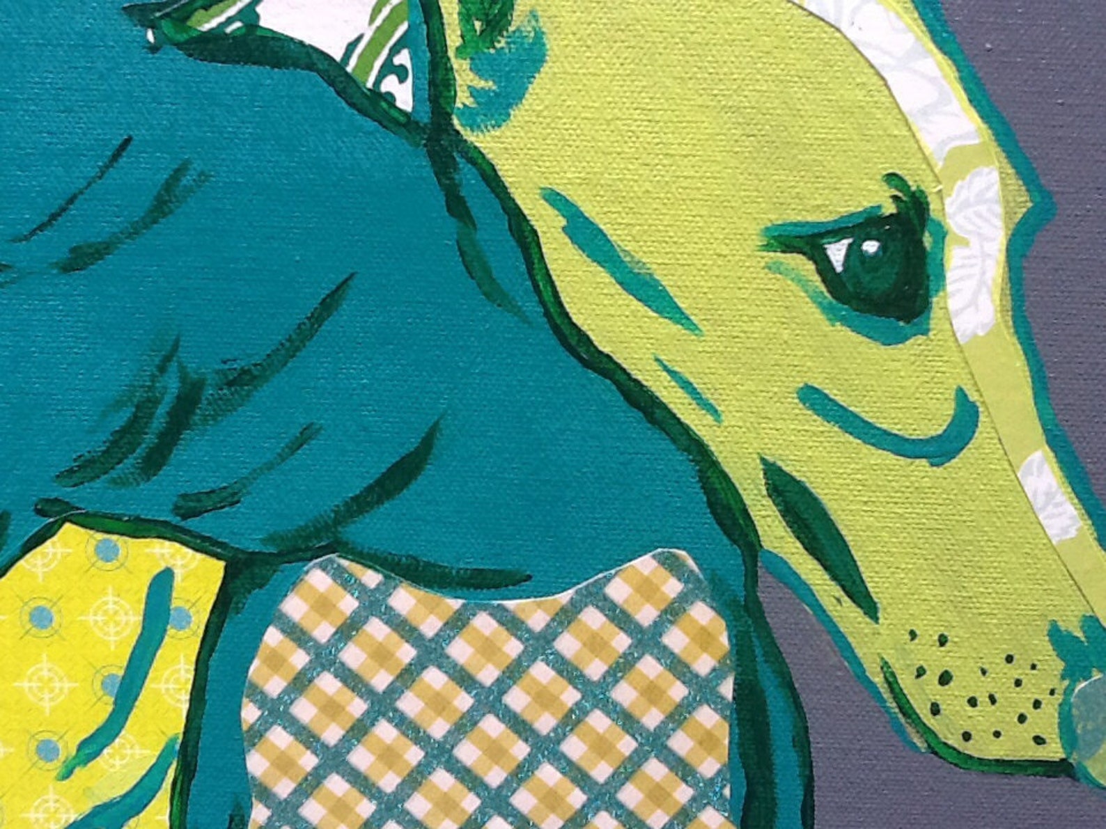 Green Greyhounds Limited Edition Print From Original Painting Collage ...