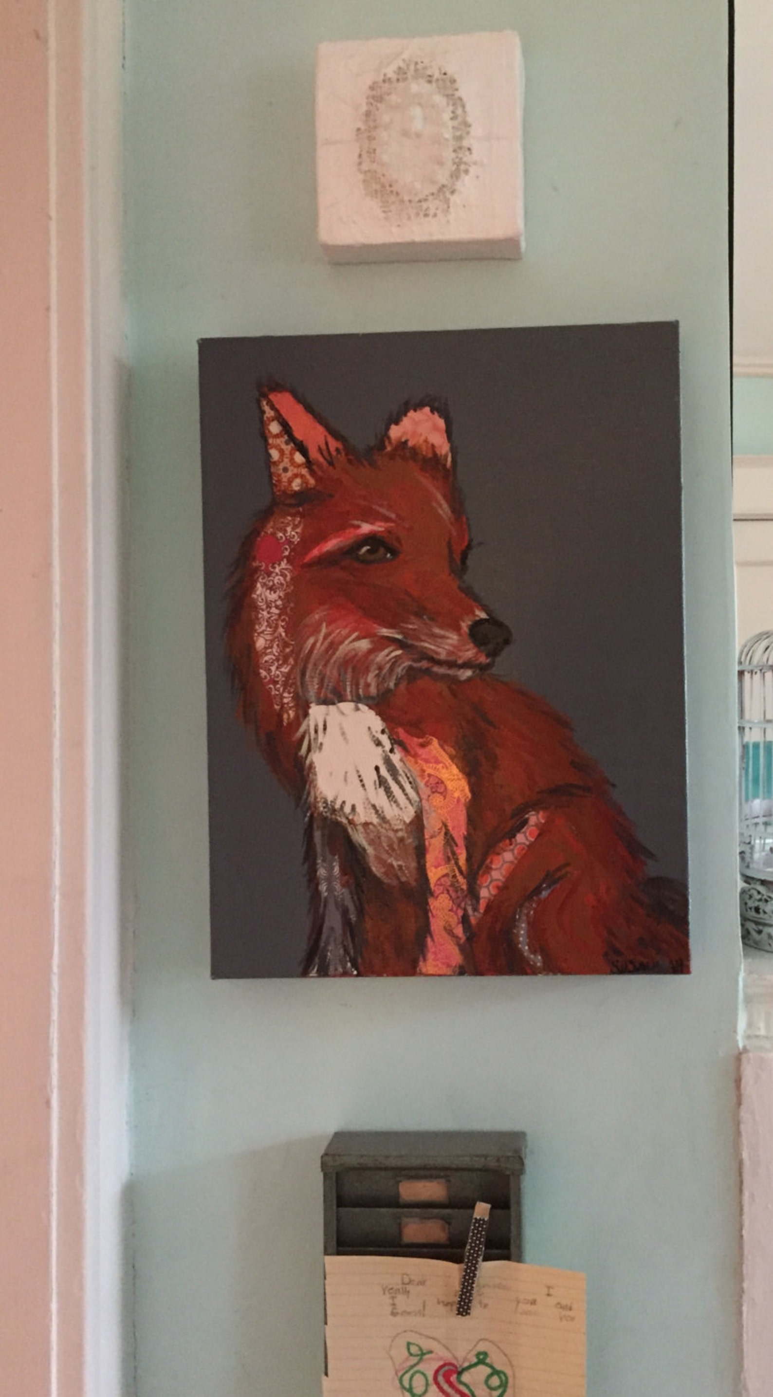 Red Fox Original Collage Painting - Etsy