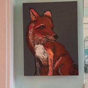 Red Fox Original Collage Painting - Etsy