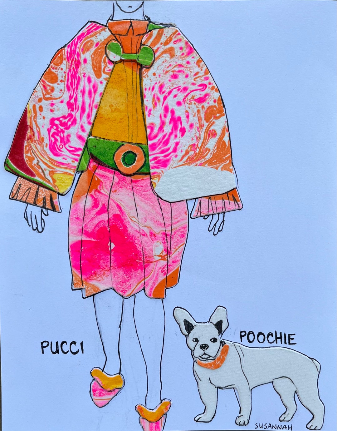 Pucci Poochie Illustration Ink Drawing Collage - Etsy