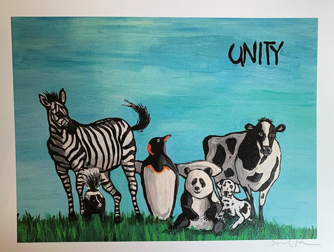 Unity Digital Print From Original Painting Black and White Animals - Etsy