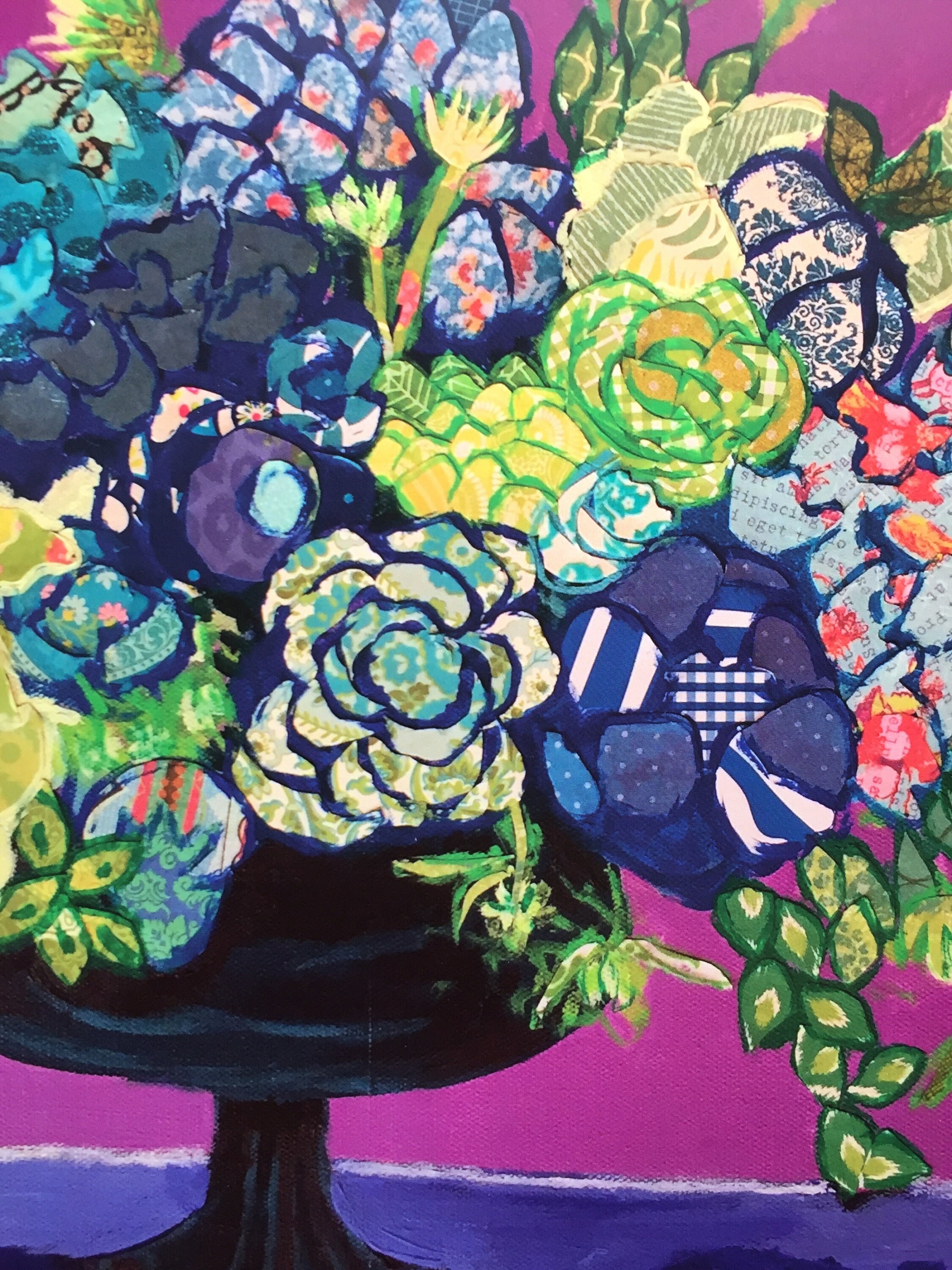 Vase of Flowers in Blues and Greens Limited Edition Print From Original ...