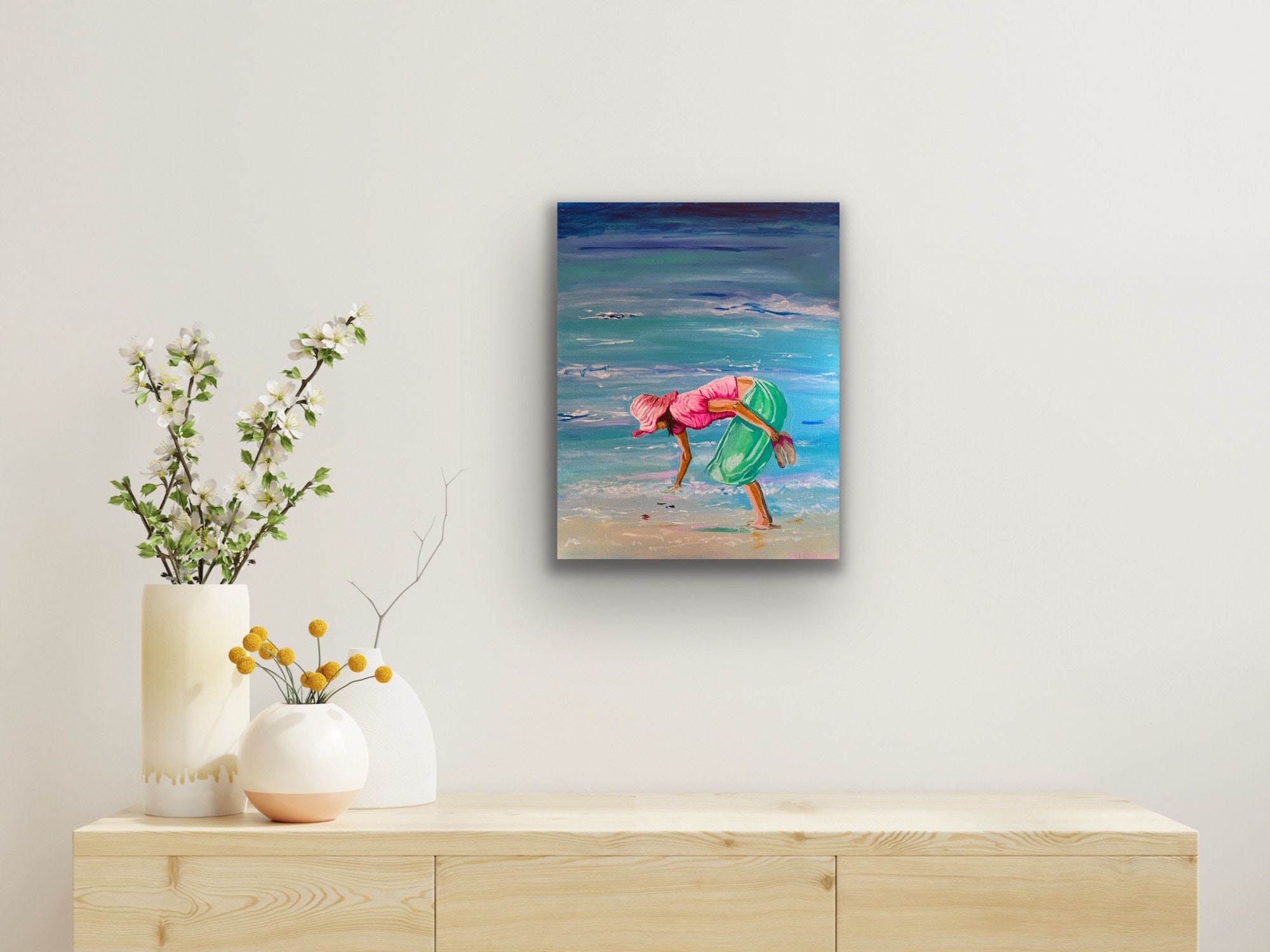 Seaglass Stoop on the Beach Original Acrylic Painting Daily Painting - Etsy