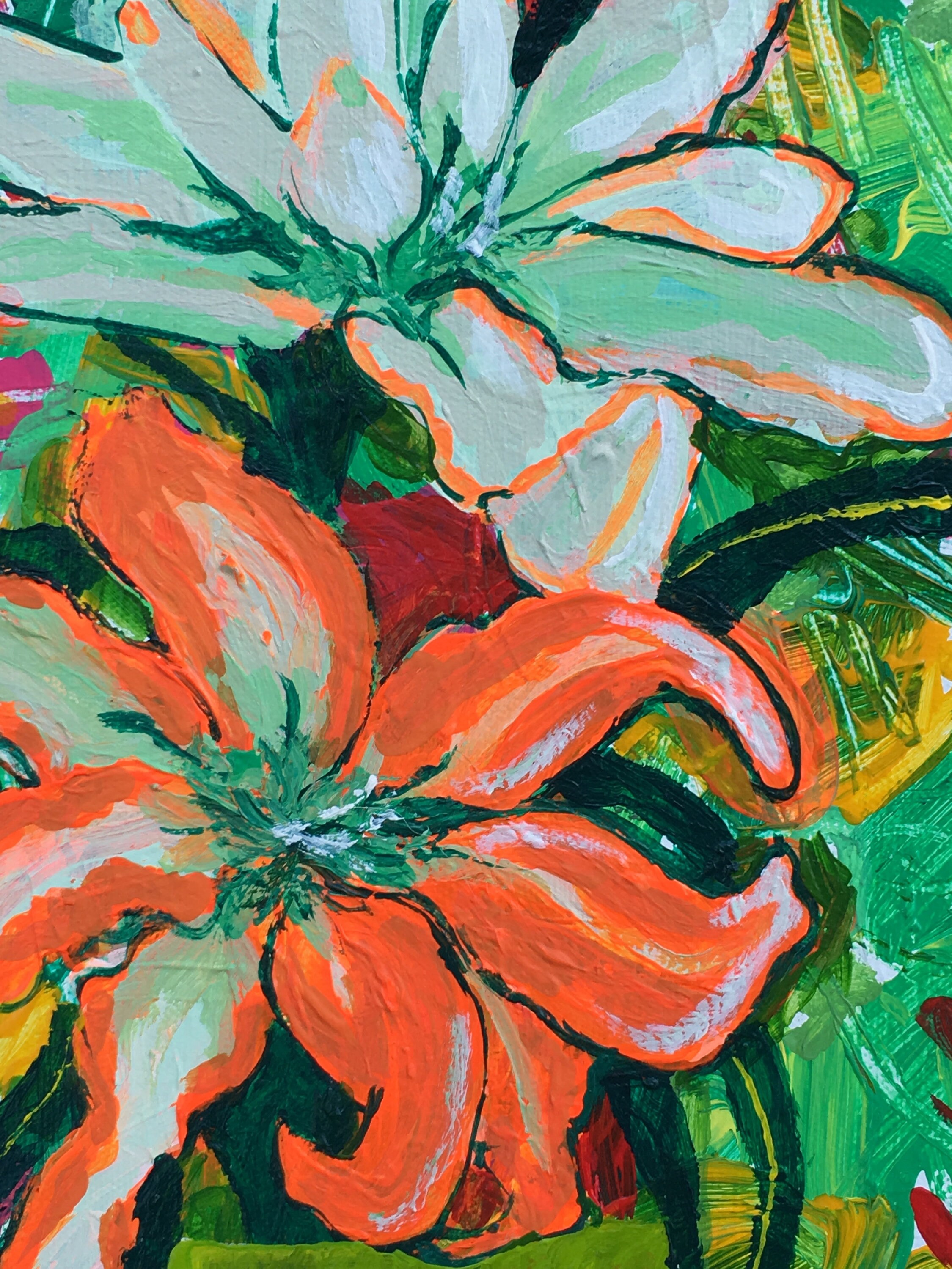 Two Lilies Original Acrylic Painting 100 Flowers in 100 Days 34 - Etsy