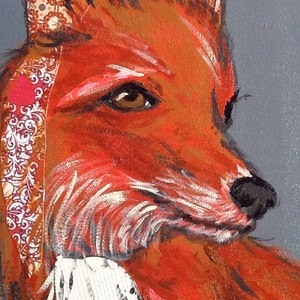 Red Fox Original Collage Painting - Etsy