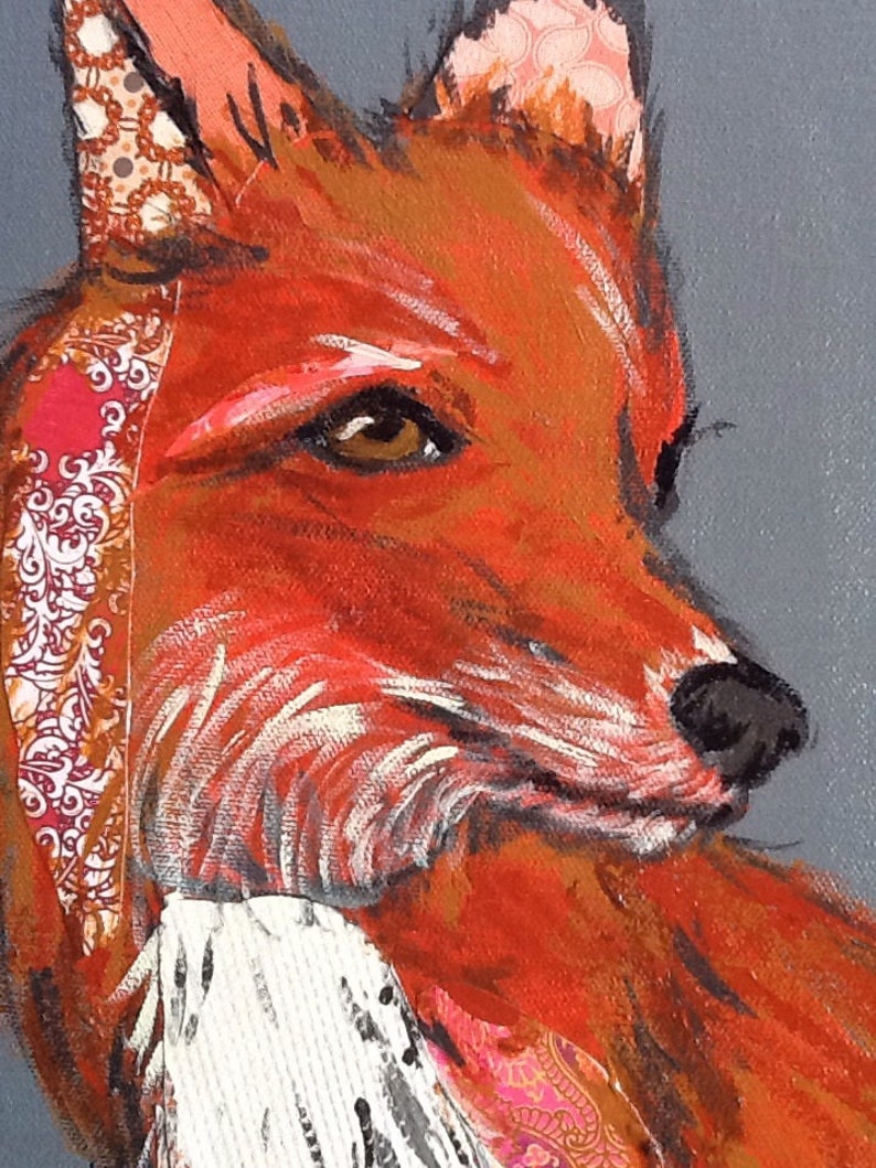 Red Fox Original Collage Painting - Etsy