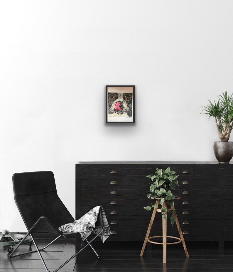 Closeup of Frenchie Dog With His Tongue Collage Digital Print From ...