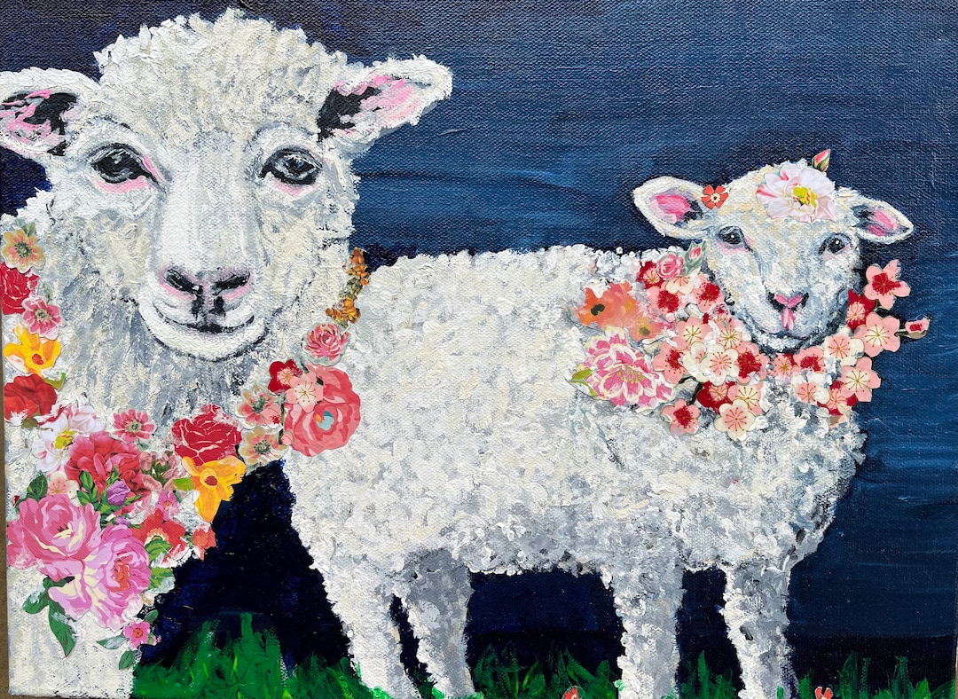 Sheep Family Original Acrylic Painting Collage - Etsy