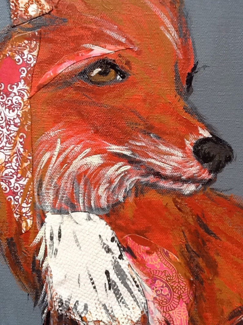 Red Fox Original Collage Painting - Etsy