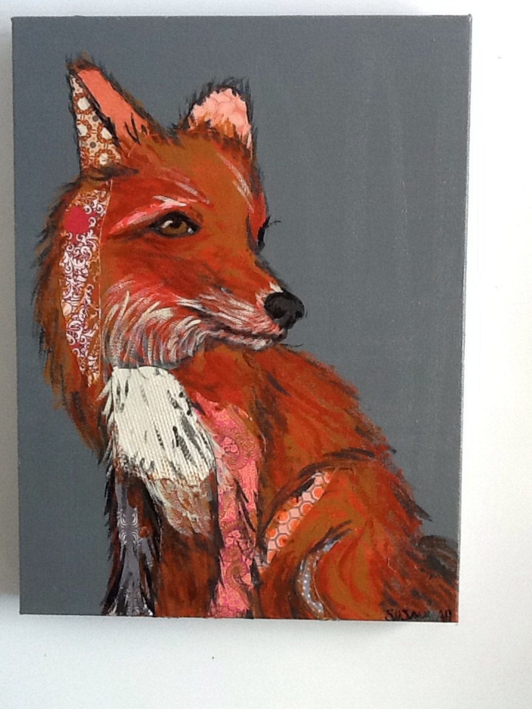 Red Fox Original Collage Painting - Etsy