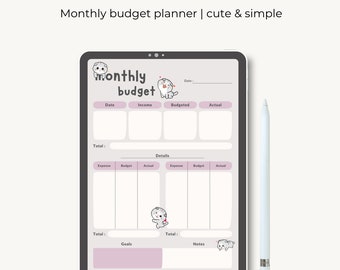 Monthly Budget Planner Printable Sheet Cute and Kawaii Design for ...
