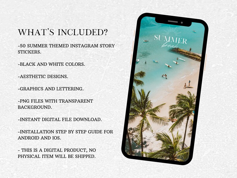50 Instagram Summer Story Stickers, Instagram Vacation Story Stickers ...