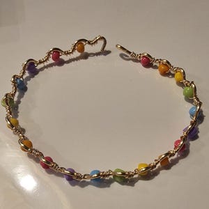 Rainbow Bead Squiggle Wire Bracelet - Etsy