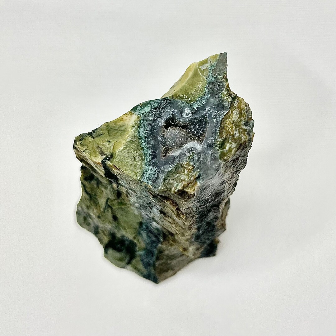 Green/yellow Agatized Wood With Druzy Crystal Pocket and Polished Face ...