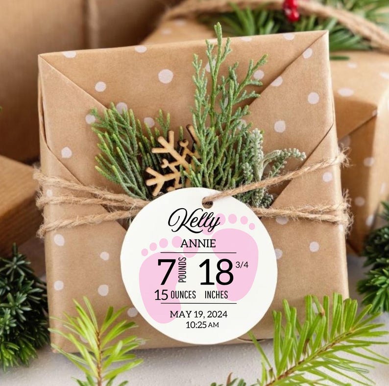 Baby's First Christmas Ornament With Birth Stats, Personalized Newborn ...