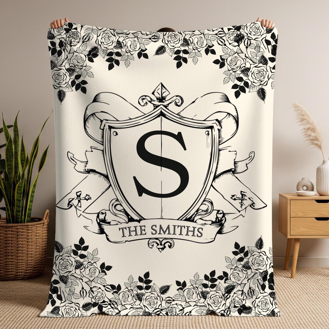 Custom Family Crest Blanket, Personalized Last Name Throw, Monogram ...