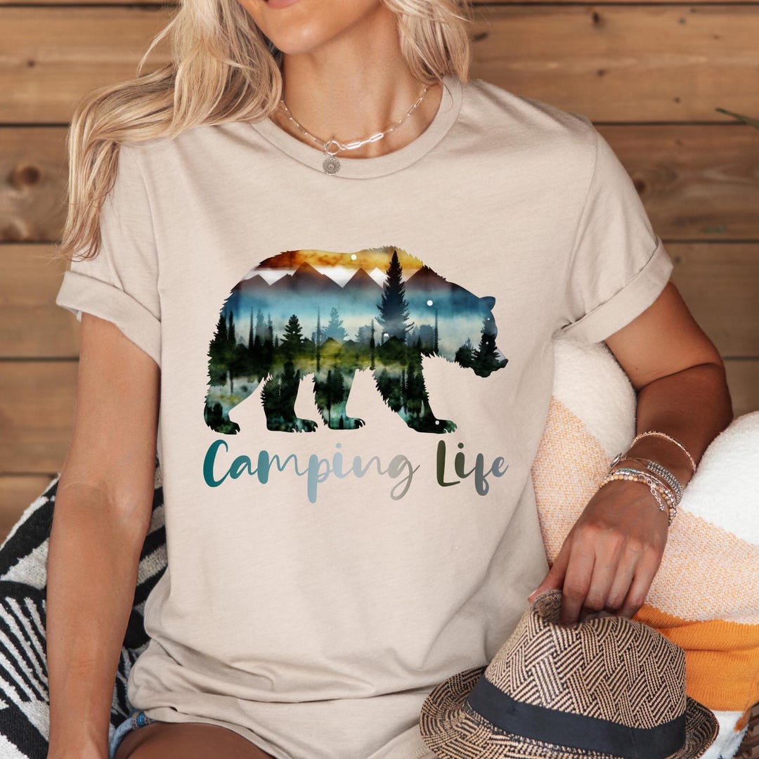 Camping Life Shirt, Bear Graphic Camping Shirts, Camp Shirt, Funny ...
