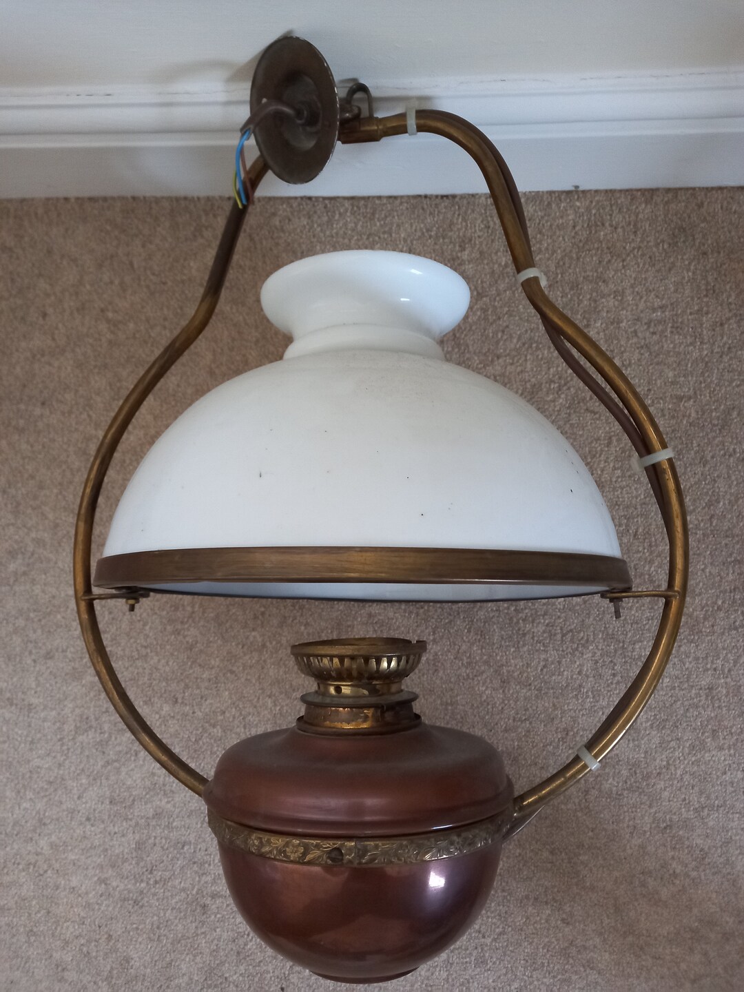 Antique Victorian Hanging Brass Oil Lamp - Etsy